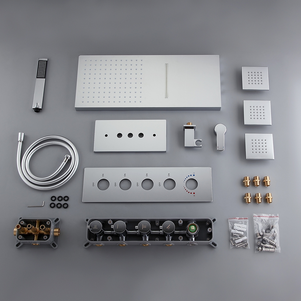 Contemporary Stylish Rain & Waterfall Wall Mount Shower System with ...