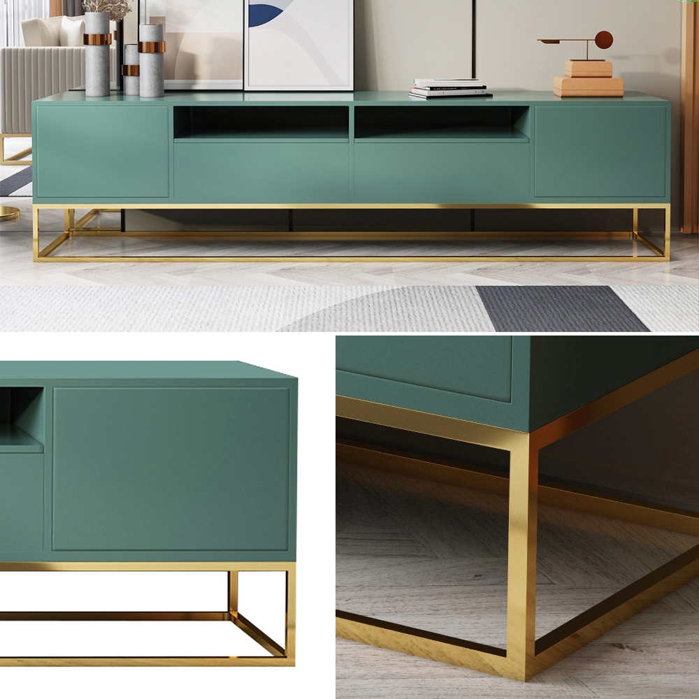 Green TV Stand with Drawers & Doors & compartments Media Console for ...