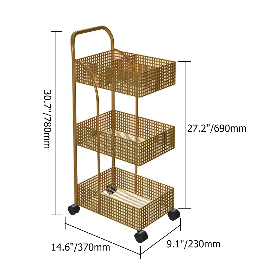 3 Tiers Rolling Cart Storage Pantry Cart with Lockable Wheels