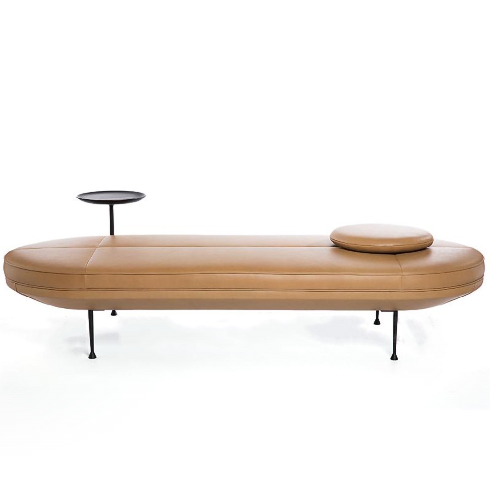 Modern Classic Oval Shape Bench Metal Bench PU Leather Bench with Table