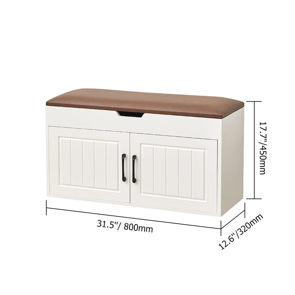 800mm Morden Upholstered Bench Flip Top PU Bench with Storage-Homary