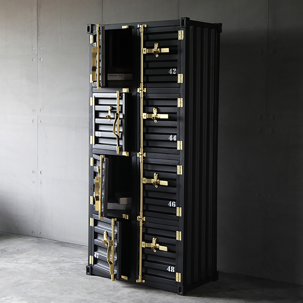 Industrial Black Tall Cabinet Vintage Container with 8 Doors & 4 ...