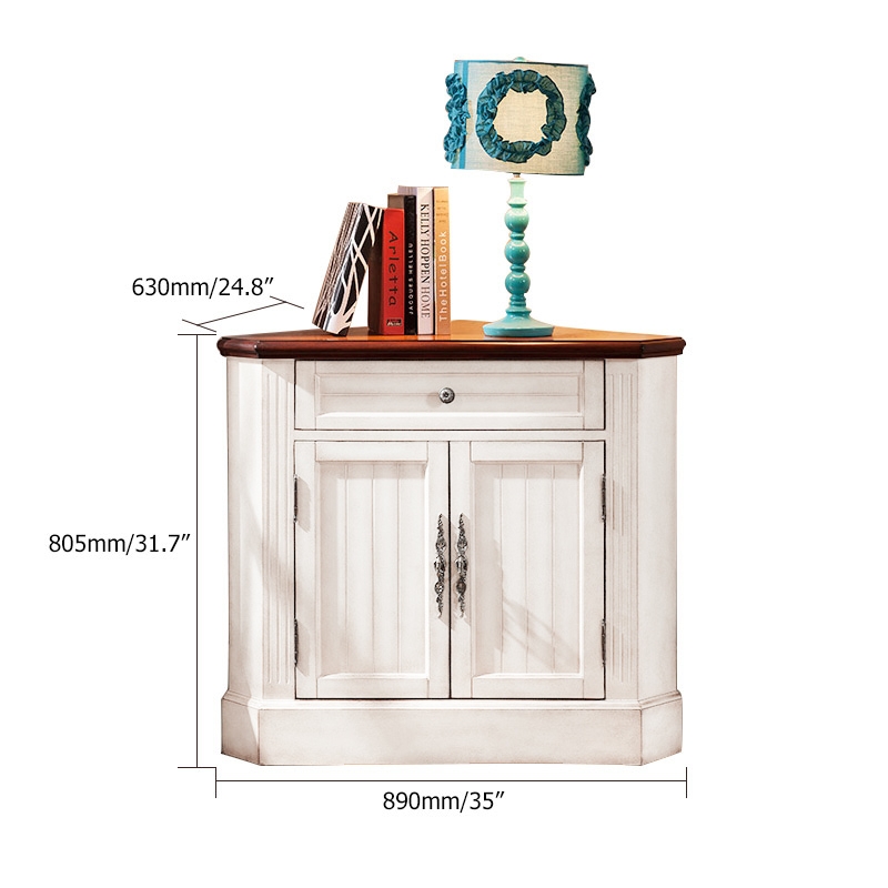 Farmhouse Corner Accent Cabinet Distressed Triangle Cabinet with Doors ...