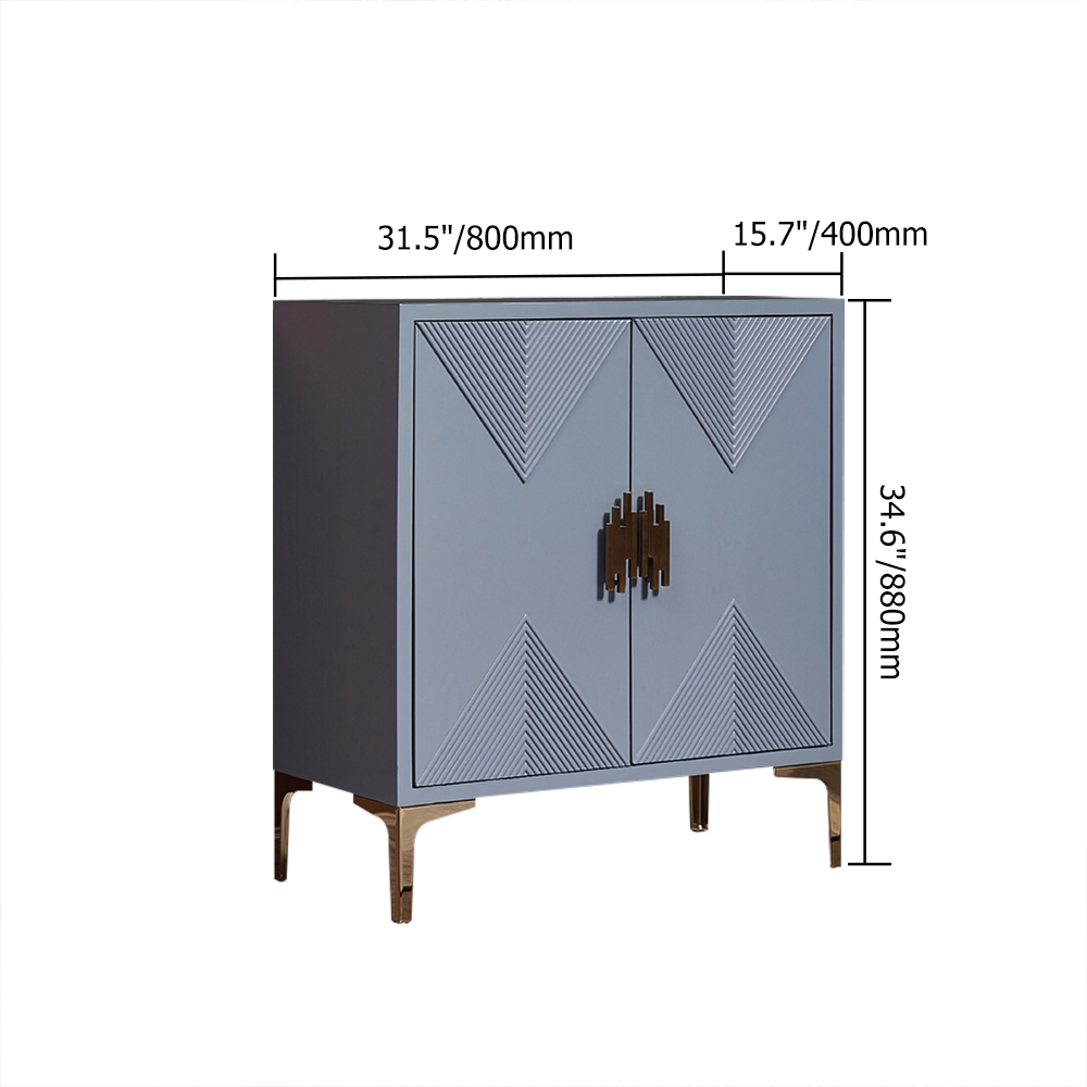 Modern Shoe Cabinet Blue Shoe Storage with Doors and Shelves Gold ...