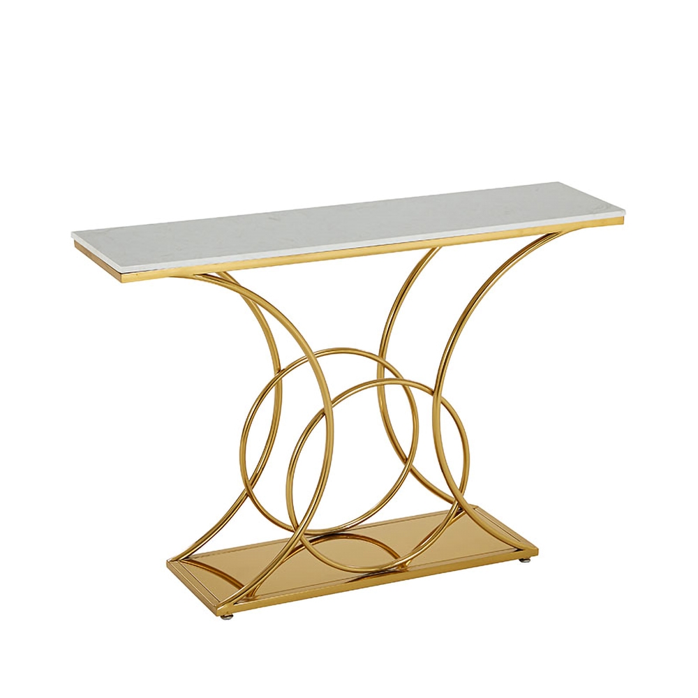 Modern Rectangular Narrow Console Table Metal in Gold-Homary