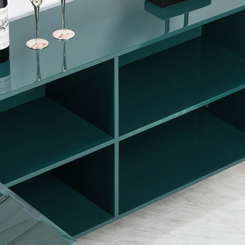 Modern 55" Green Buffet Sideboard Table with Gold Legs & 2 Doors-Homary