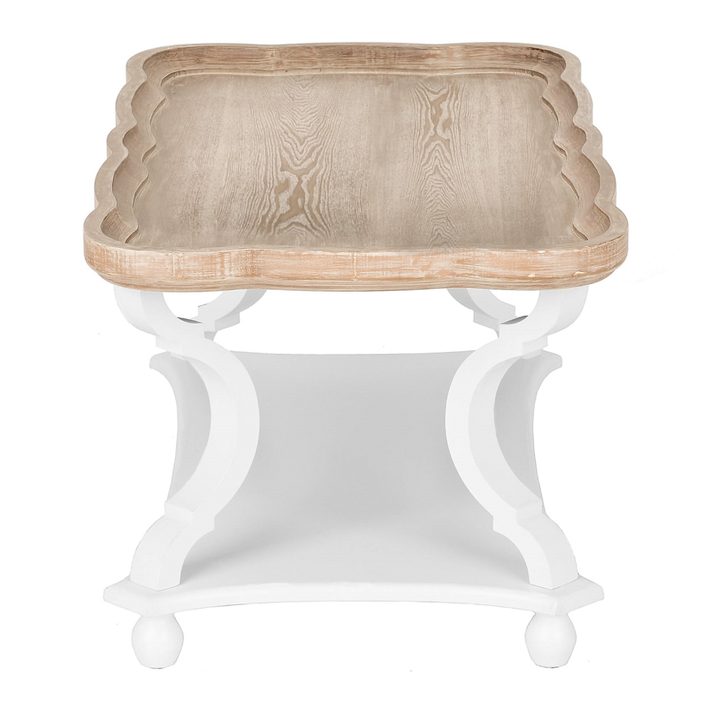 Rustic Retro Coffee Table with Storage Shelf Tray Top MDF