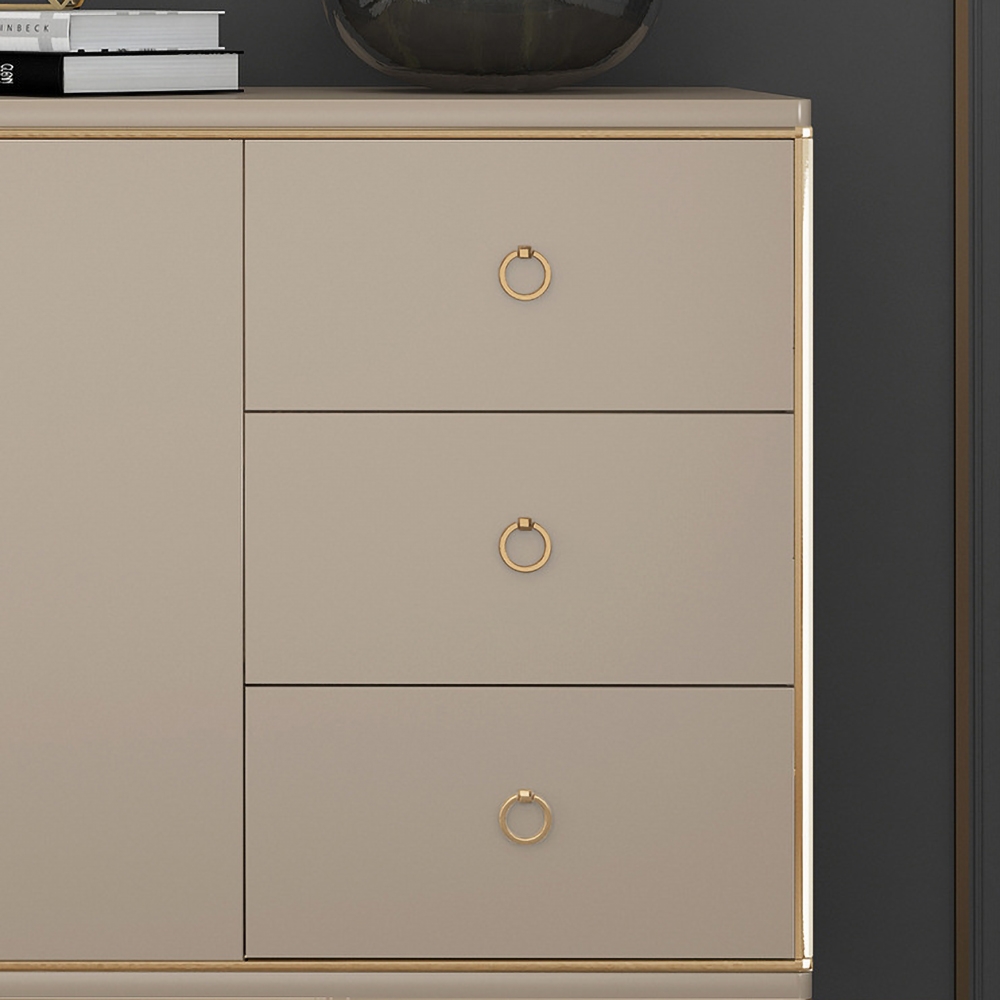 63" Modern Champagne Sideboard Buffet 2-Doors & 6-Drawer Kitchen ...