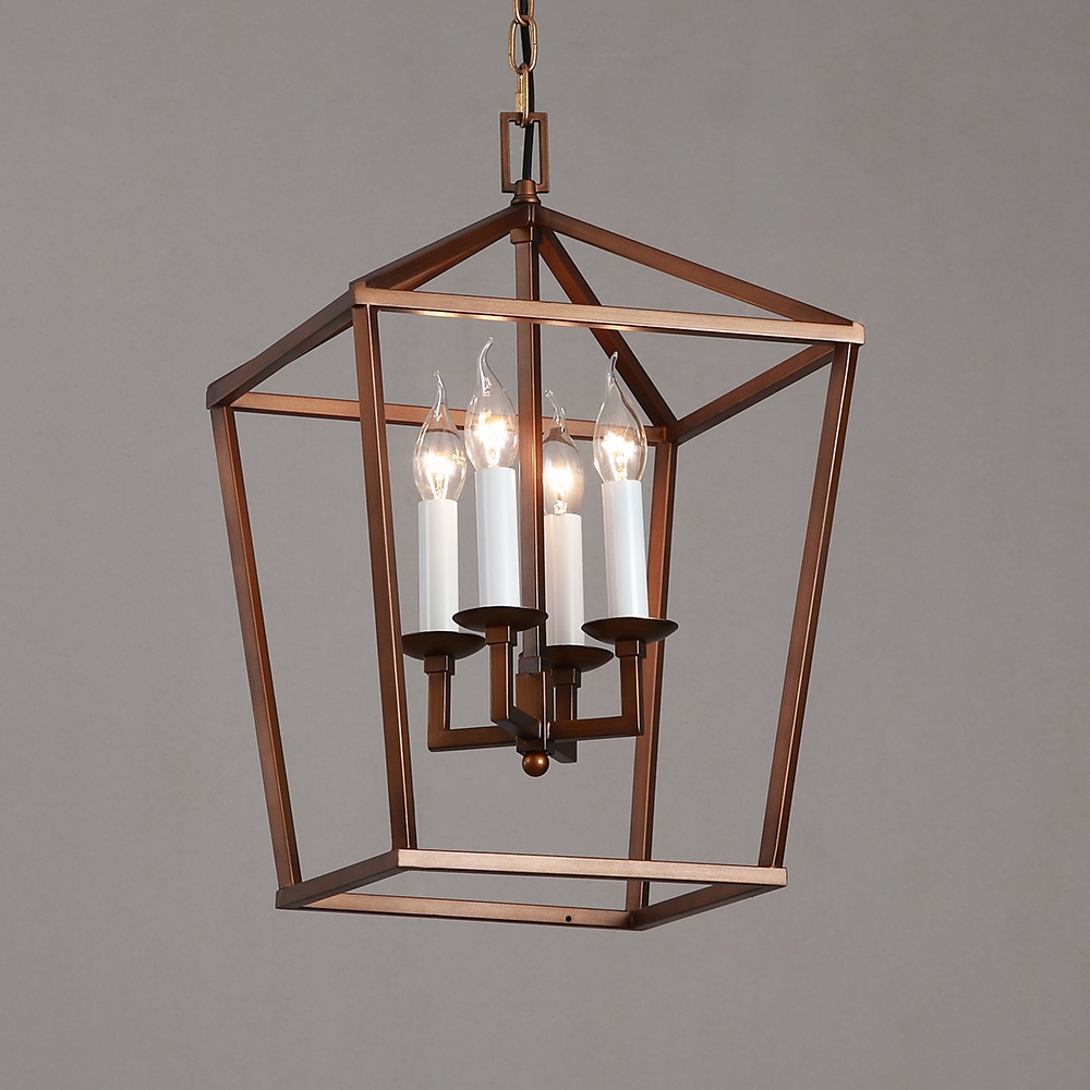 Rustic Geometric Cage 4 Candle Light Kitchen Foyer Suspended Pendant ...