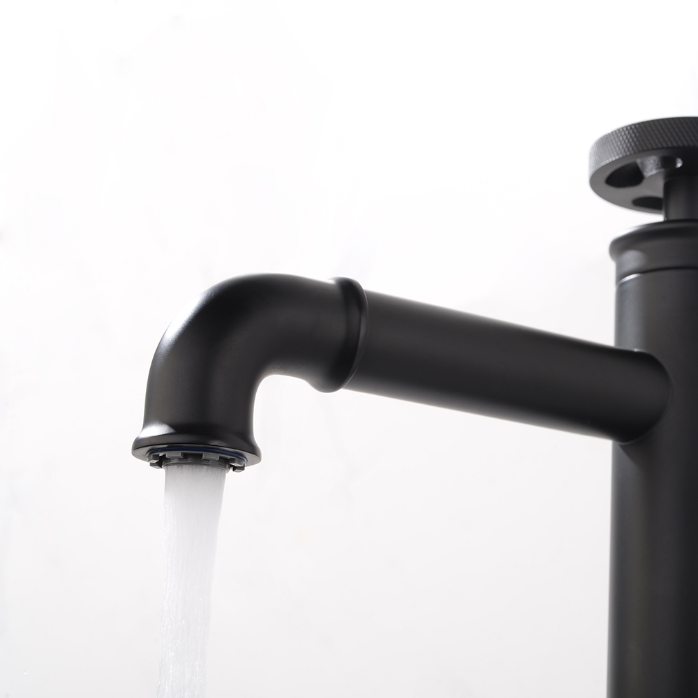 Ruth Industrial Matte Black Single Hole Bathroom Vessel Sink Faucet ...