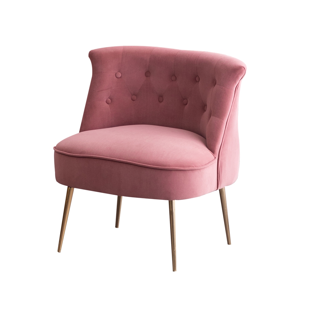 Pink Tufted Upholstered Velvet Accent Chair Modern Accent Chair in Gold ...