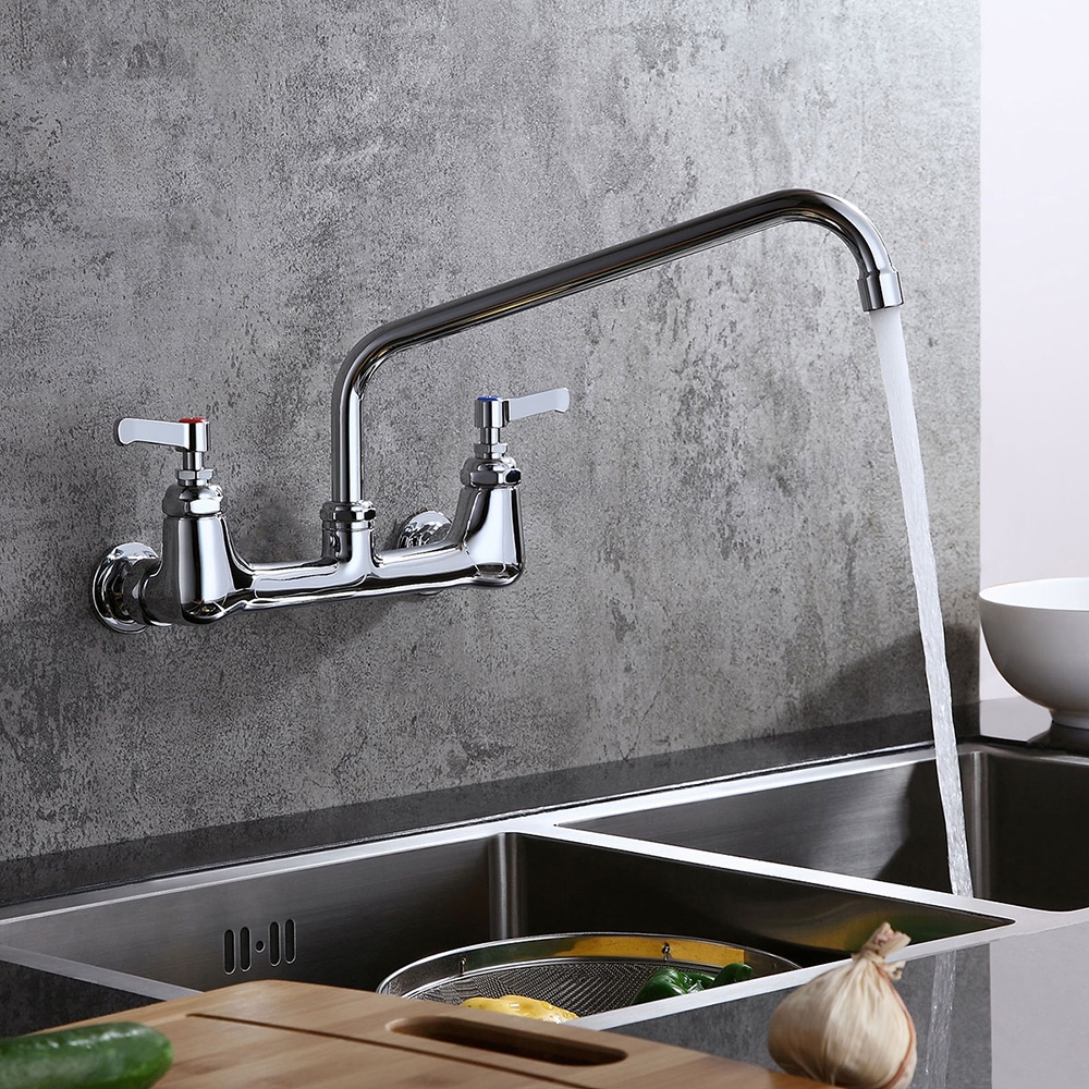 Commercial Wall Mount Kitchen Mixer Tap 12 Swing Spout Chrome 8