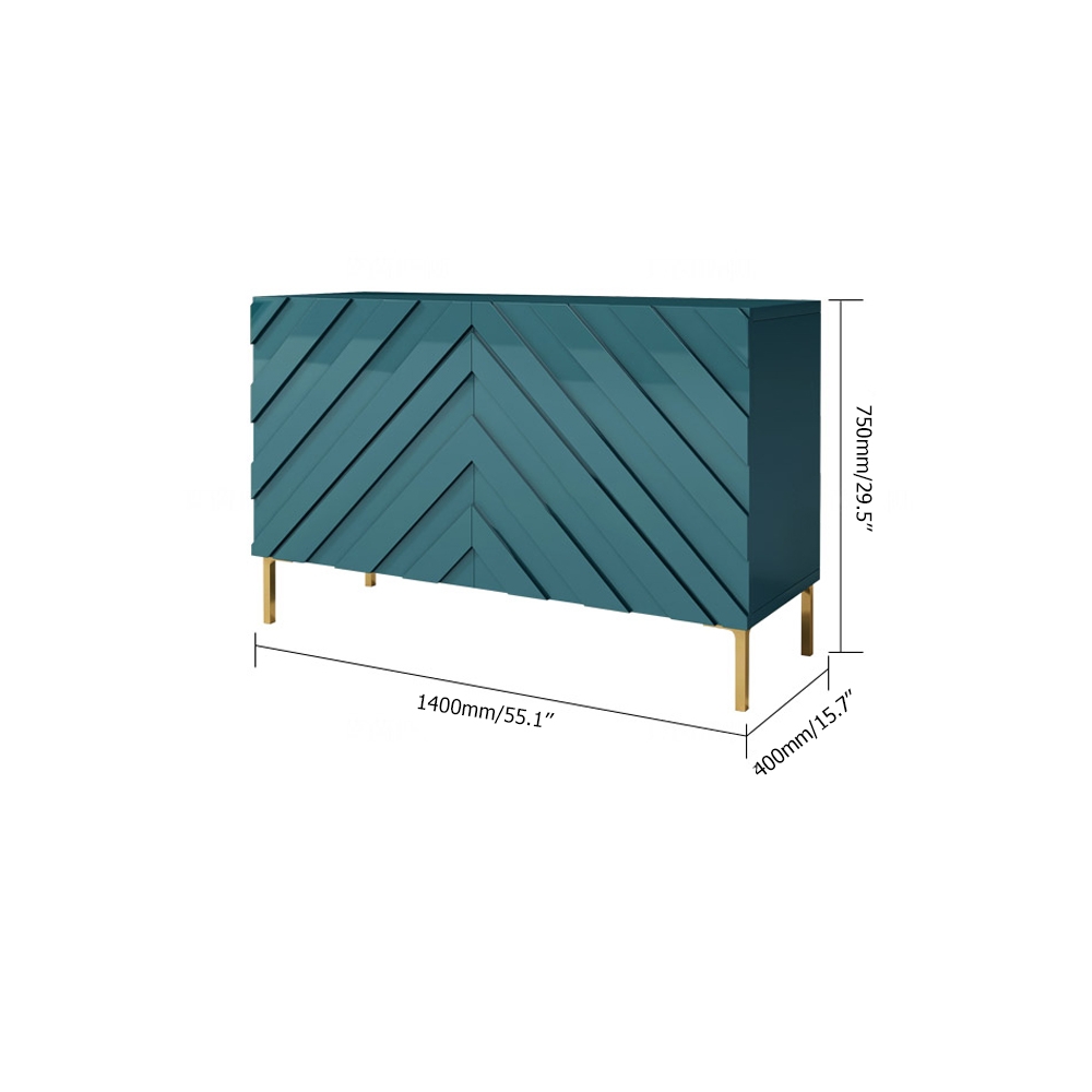 Modern 55" Green Buffet Sideboard Table with Gold Legs & 2 Doors-Homary