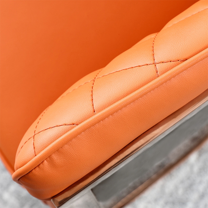 Club Chair Orange&Gray Faux Leather Barrel Chair Rose Gold Accent Chair ...