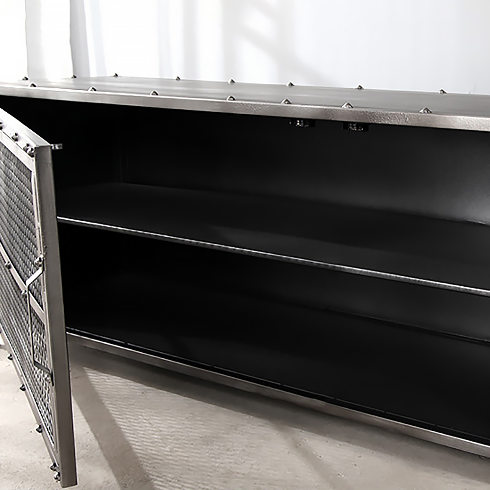 Wire Mesh TV Stand Industrial TV Console with Doors & Shelves Cable ...