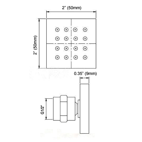 Single Function Square Wall Mounted Adjustable 16-Nozzle Body Spray ...