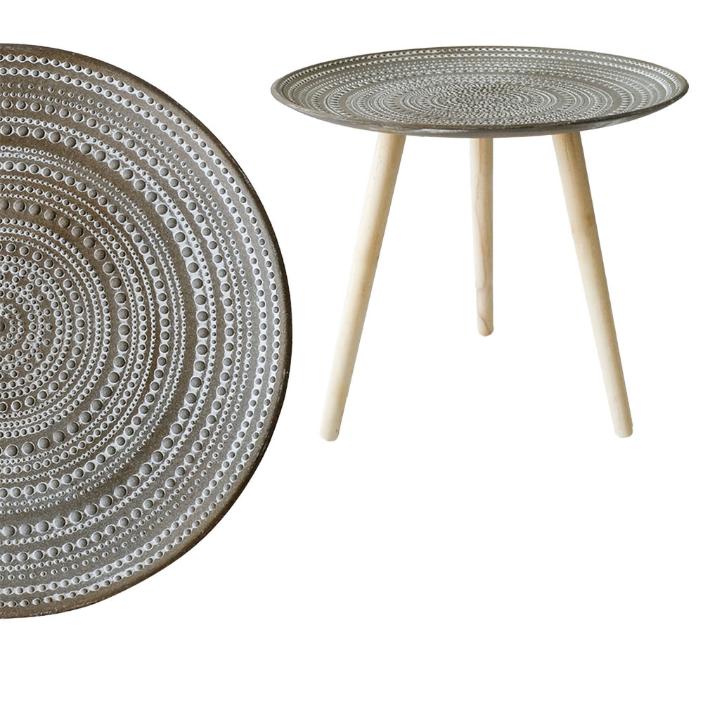 Modern Retro Round End Table Wooden Tray Top Side Table-Homary