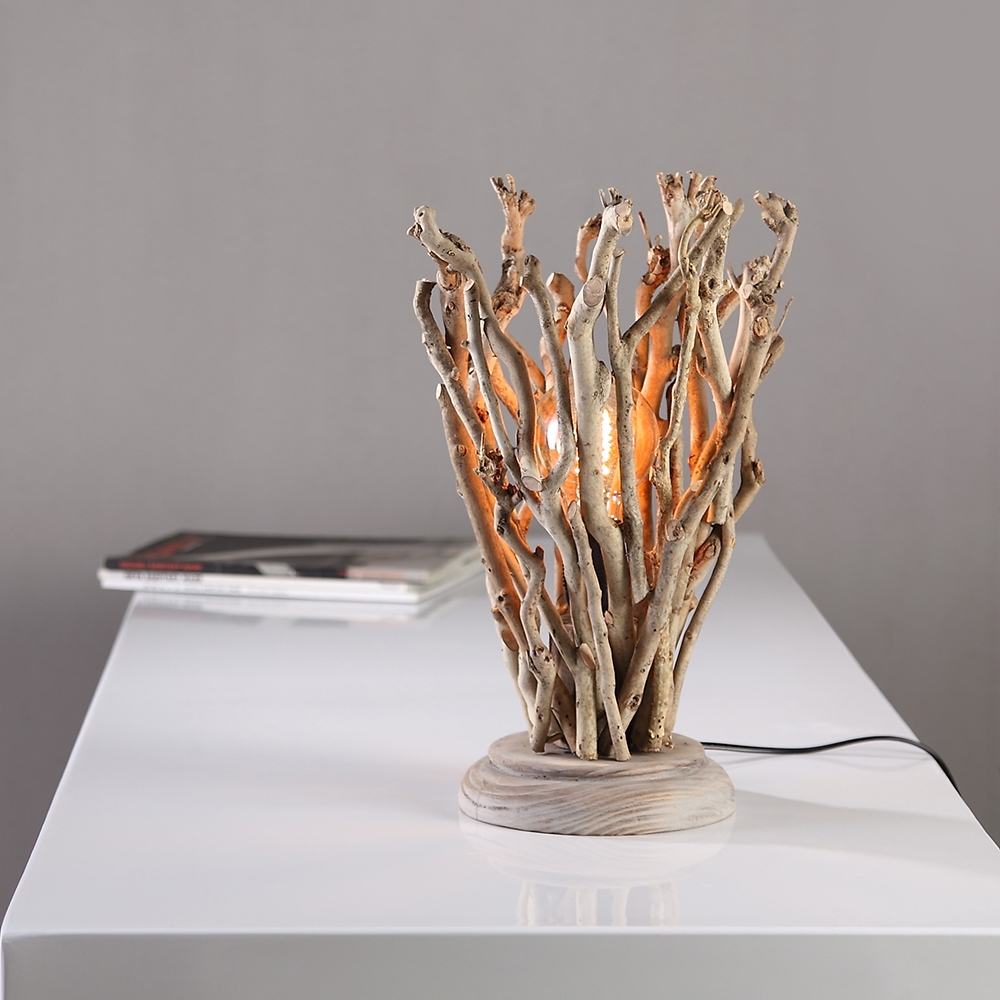 Rustic Handmade Natural Tree Branches 1-Light Twig Table Lamp with ...