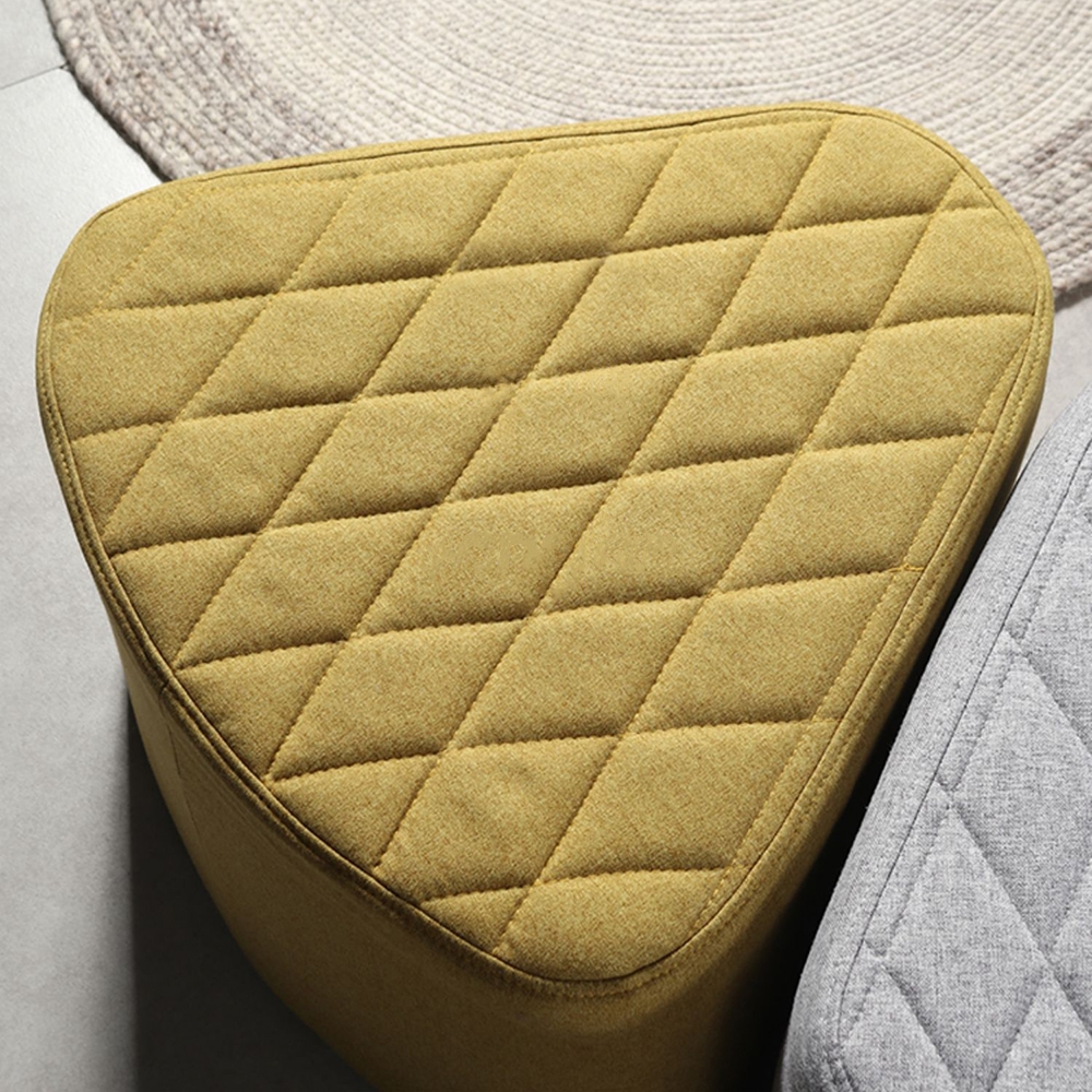Yellow Tufted Pouf Ottoman Upholstered Velvet Ottoman Footrest Stool-Homary
