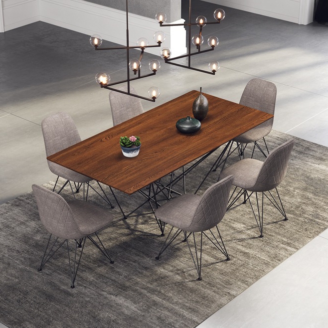 Modern Mid-Century Rectangular Extendable Dining Table Walnut Wood ...