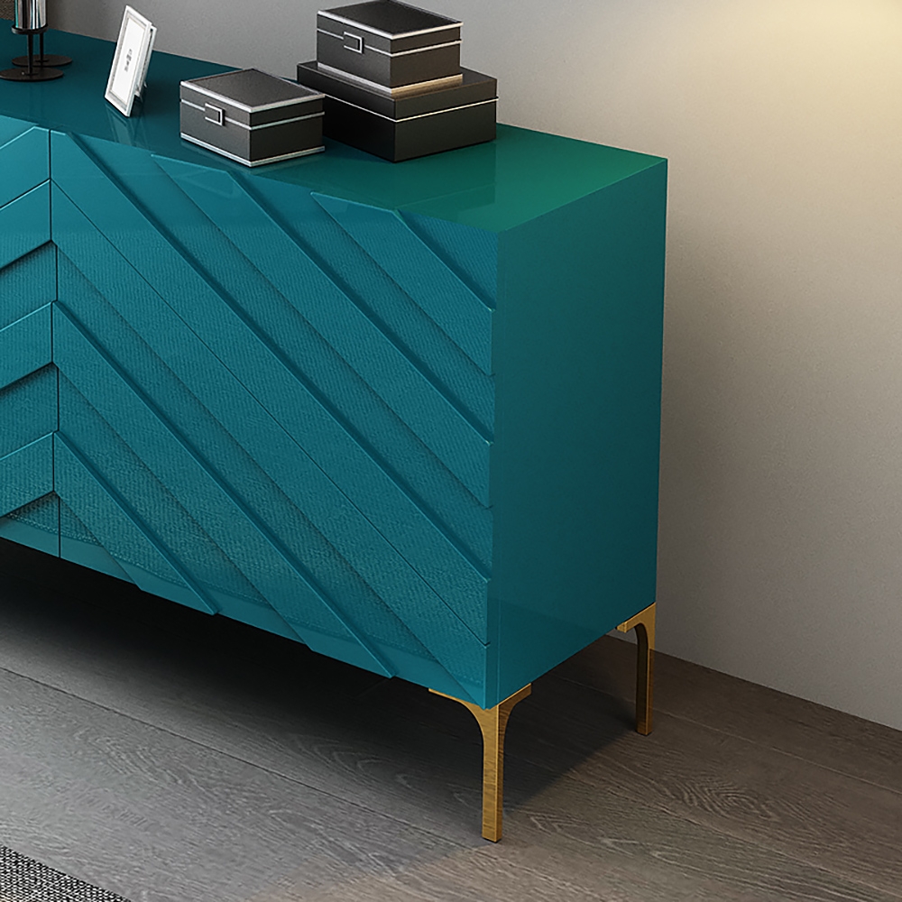 Modern 55" Green Buffet Sideboard Table with Gold Legs & 2 Doors-Homary