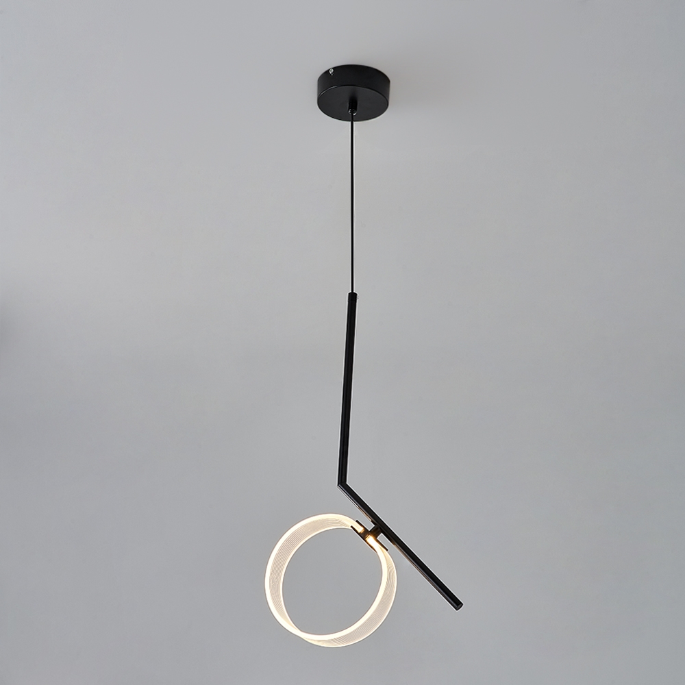 Acrylic LED Pendant Light L-Shaped Circular Lamp-Homary