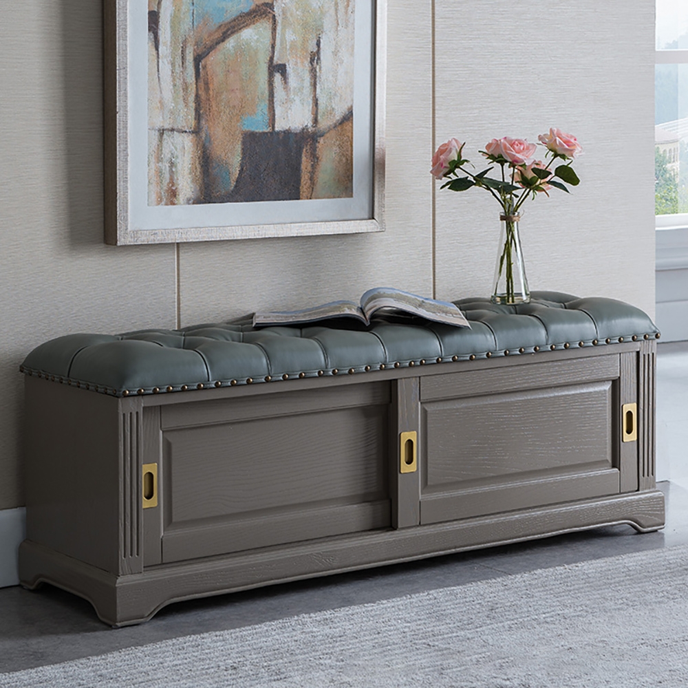 Old-Fashioned Upholstered Shoe Rack with Door-Homary