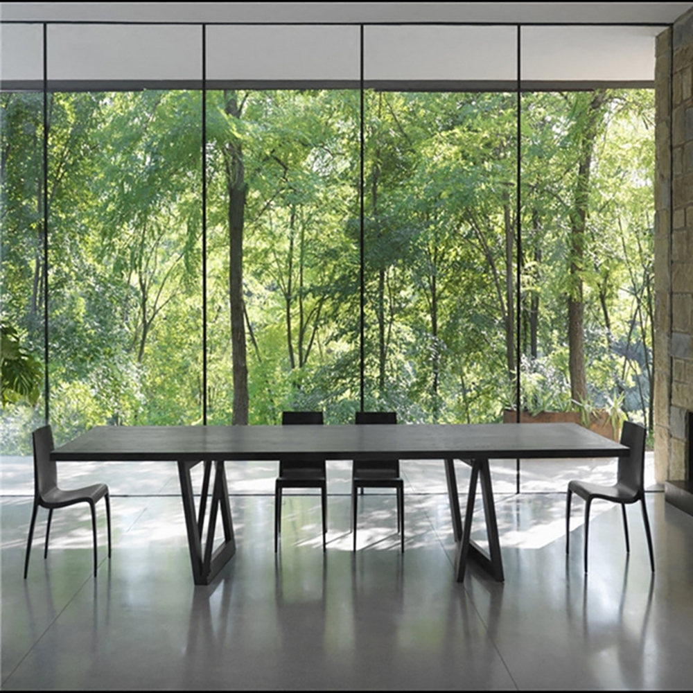 47.2" Industrial Black Rectangular Dining Table Solid Wood Table-Homary