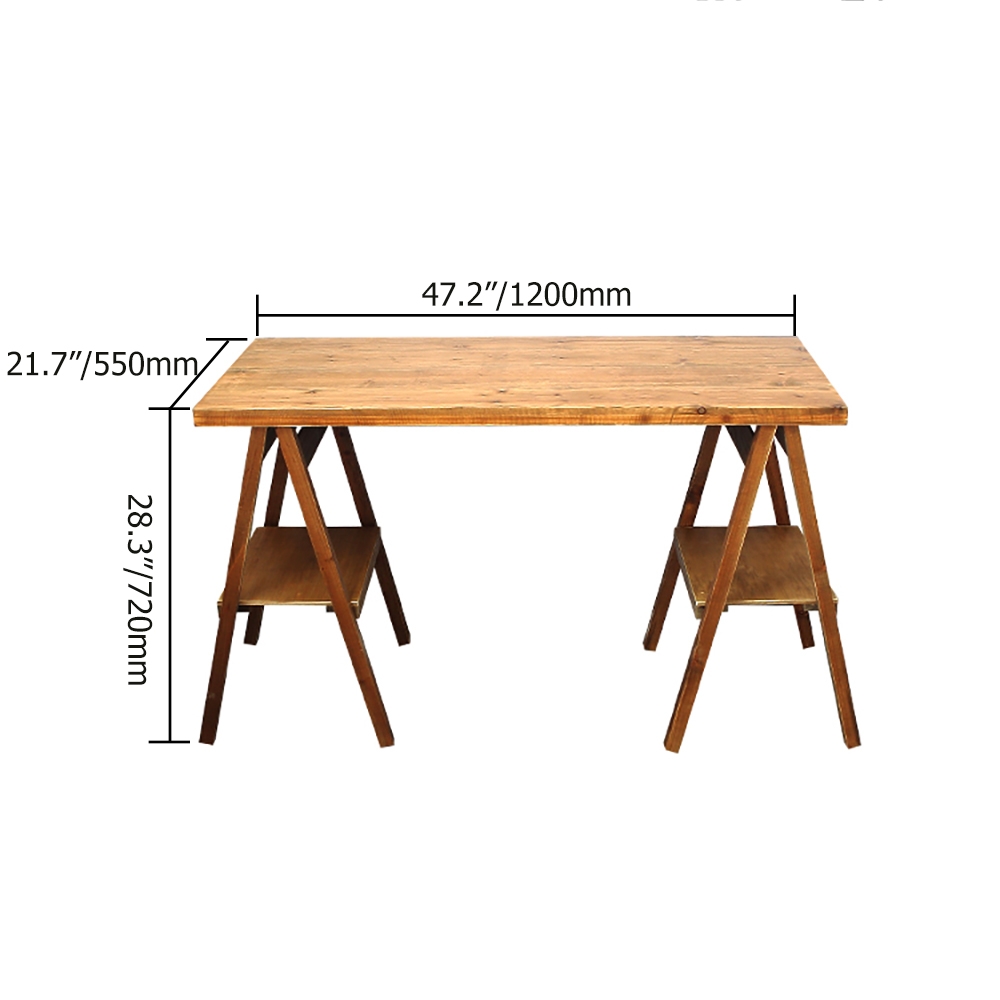 47.2" Rectangular Wooden Desk with Shelf Foldable Writing Desk-Homary