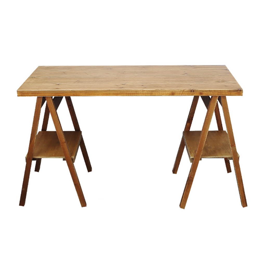 47.2" Rectangular Wooden Desk with Shelf Foldable Writing Desk-Homary