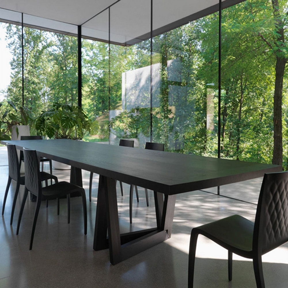 47.2" Industrial Black Rectangular Dining Table Solid Wood Table-Homary