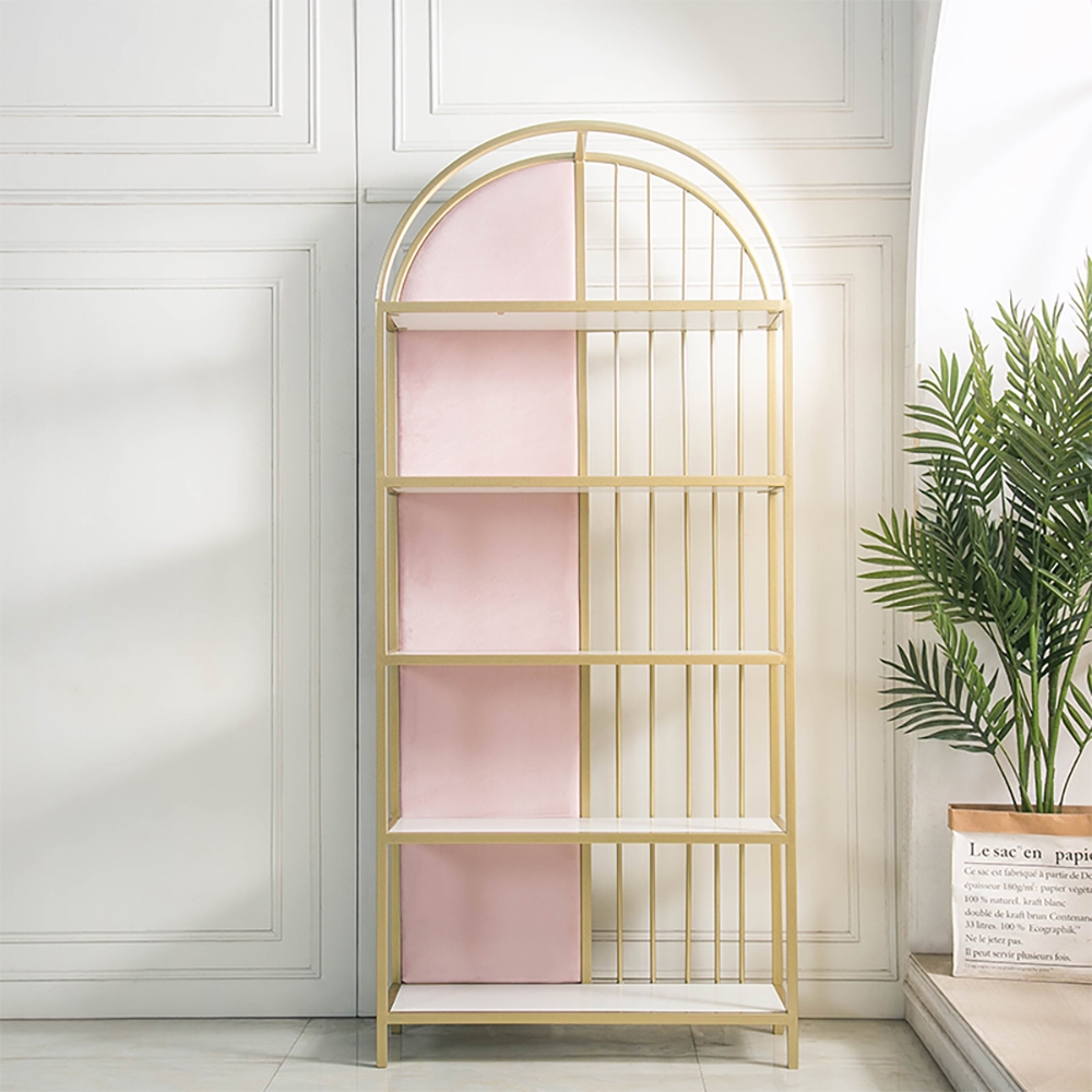 1800 mm Bogen-Bücherregal aus Metall, goldfarbenes Bücherregal mit ...