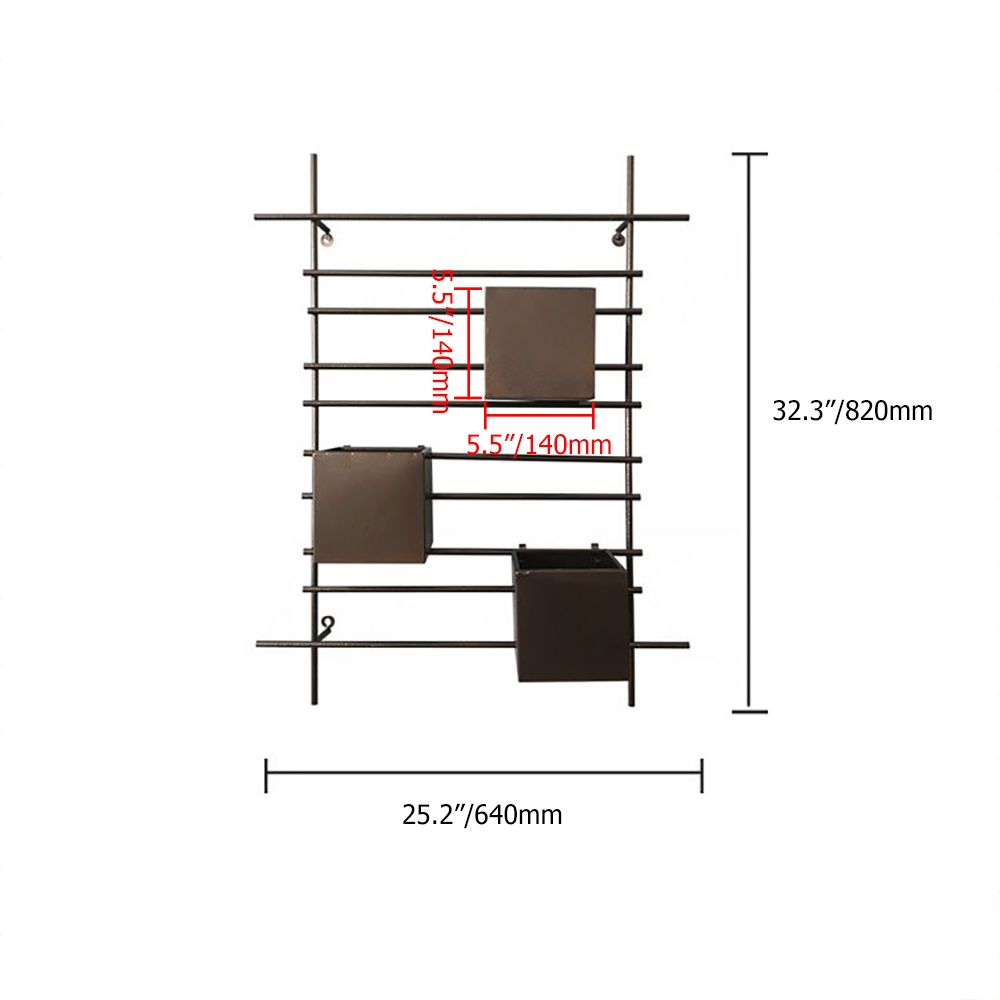 Industrial Wall Plant Stand Planter Rack with Adjustable Flower Pots-Homary