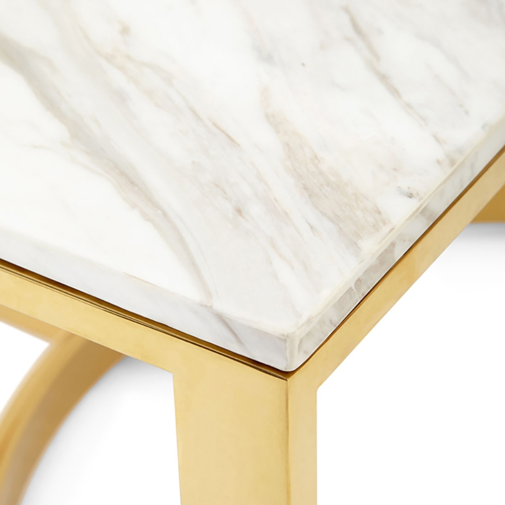 Modern Marble Coffee Table with Metal Frame Rectangle Accent Table-Homary