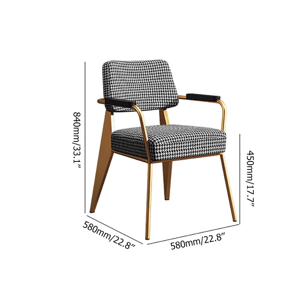 Style B Dining Chair Houndstooth Linen Upholstered Metal Dining Chair ...