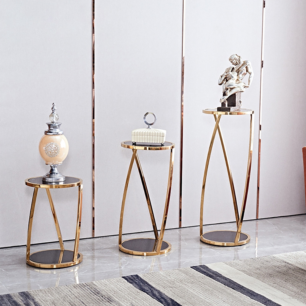 Large 2-Tiers Chic Metal Decor Round Gold Plant Stand Flower Rack-Homary