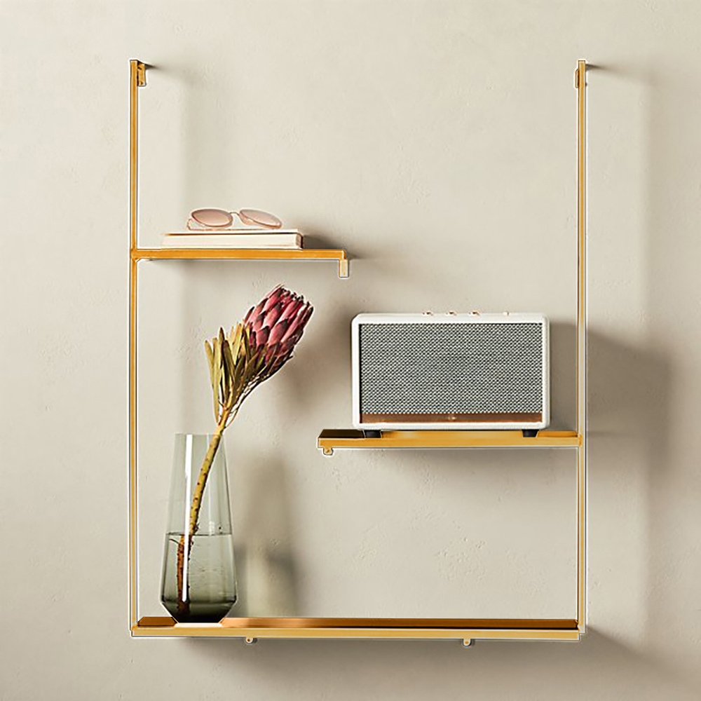 3-Tier Modern Simple Floating Shelves Metal Wall Display Shelf-Homary