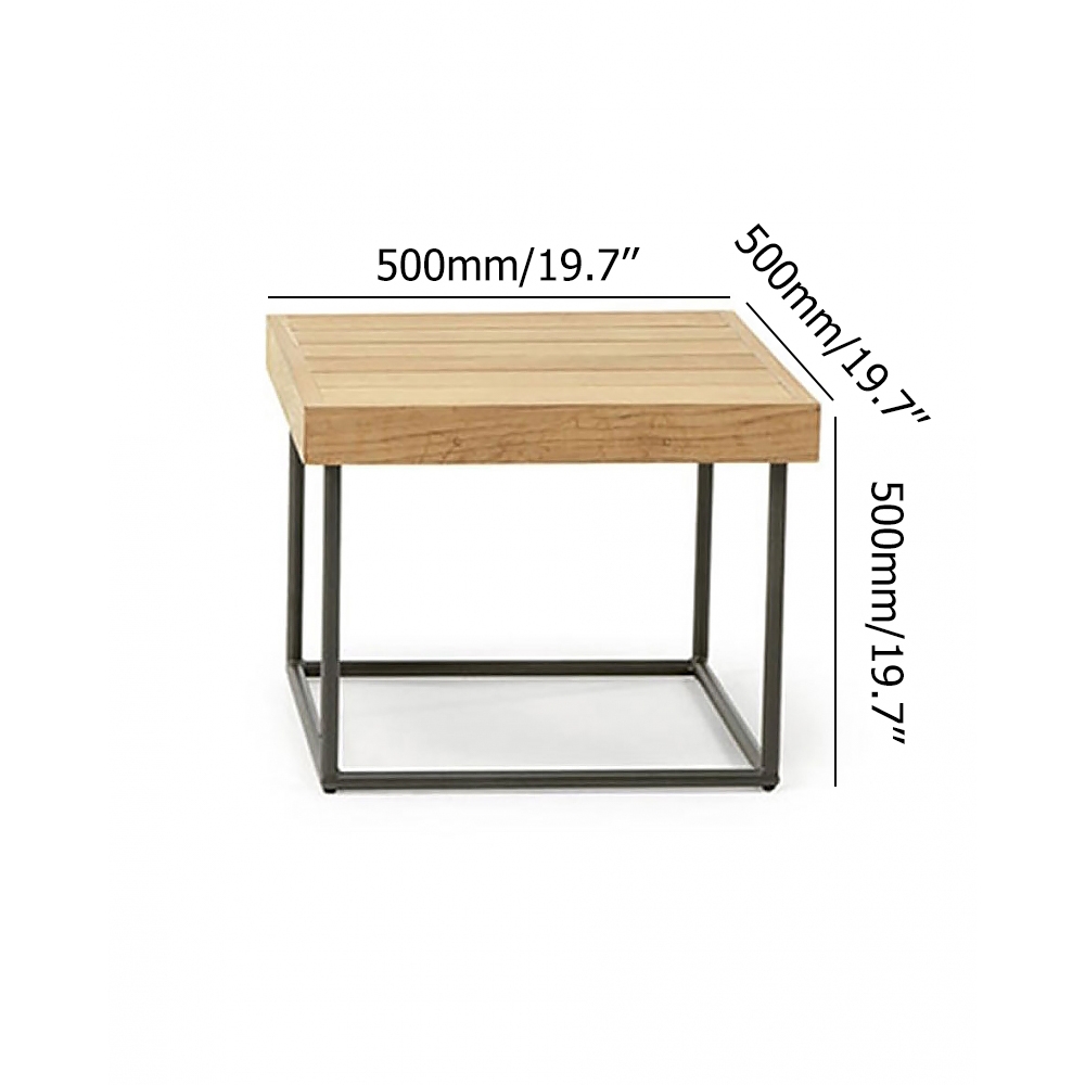 Square End Table with Board-Top in Cube Shape-Homary