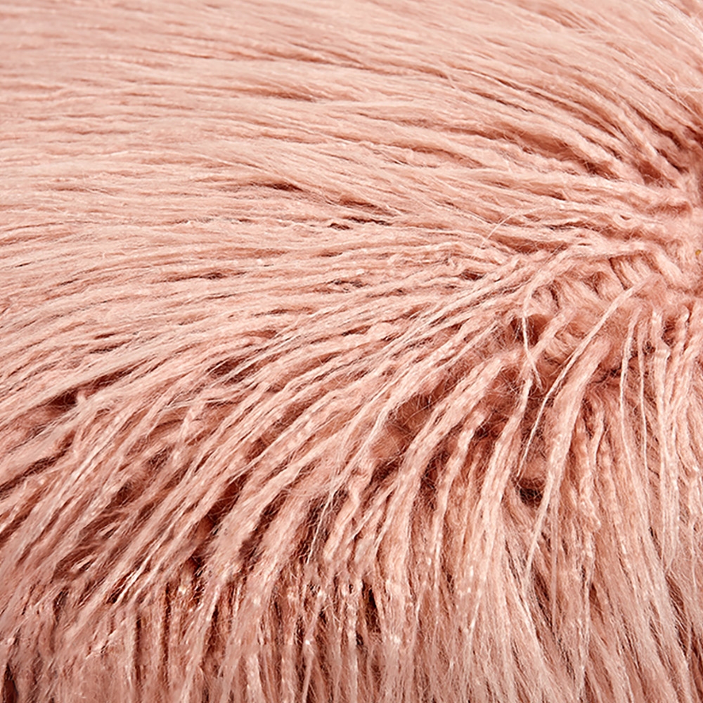 Puffy Round Faux Fur Upholstered Ottoman Stool-Homary