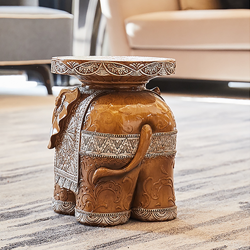 Elephant Ottoman Stool Resin Animal Footrest Stool-Homary