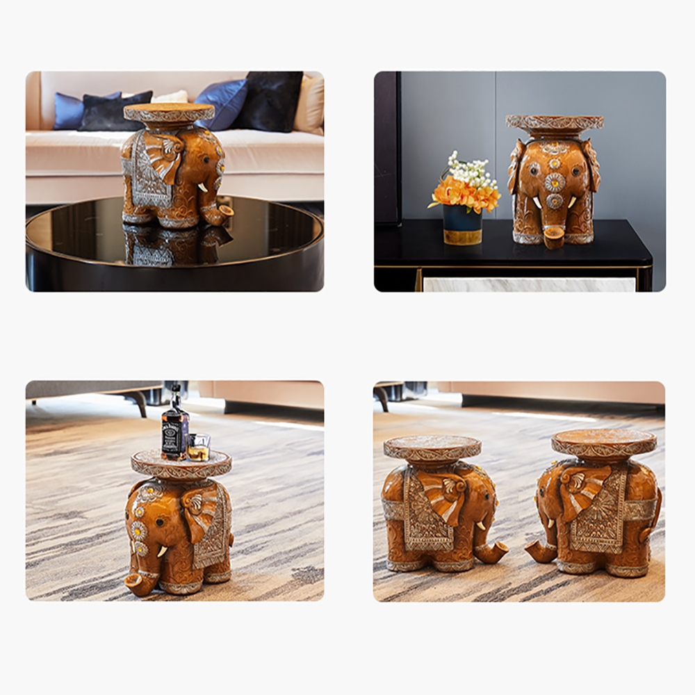 Elephant Ottoman Stool Resin Animal Footrest Stool-Homary