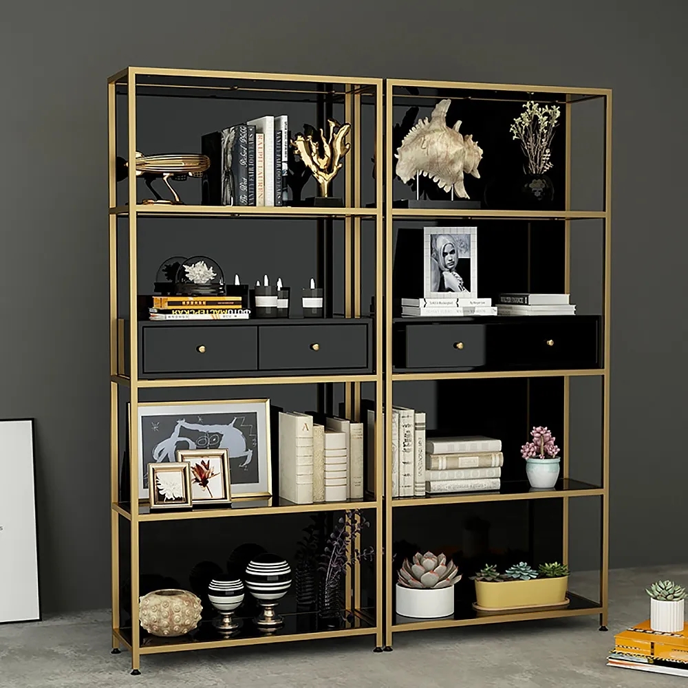 Modern Standing Standard Bookshelf with Drawers-Homary