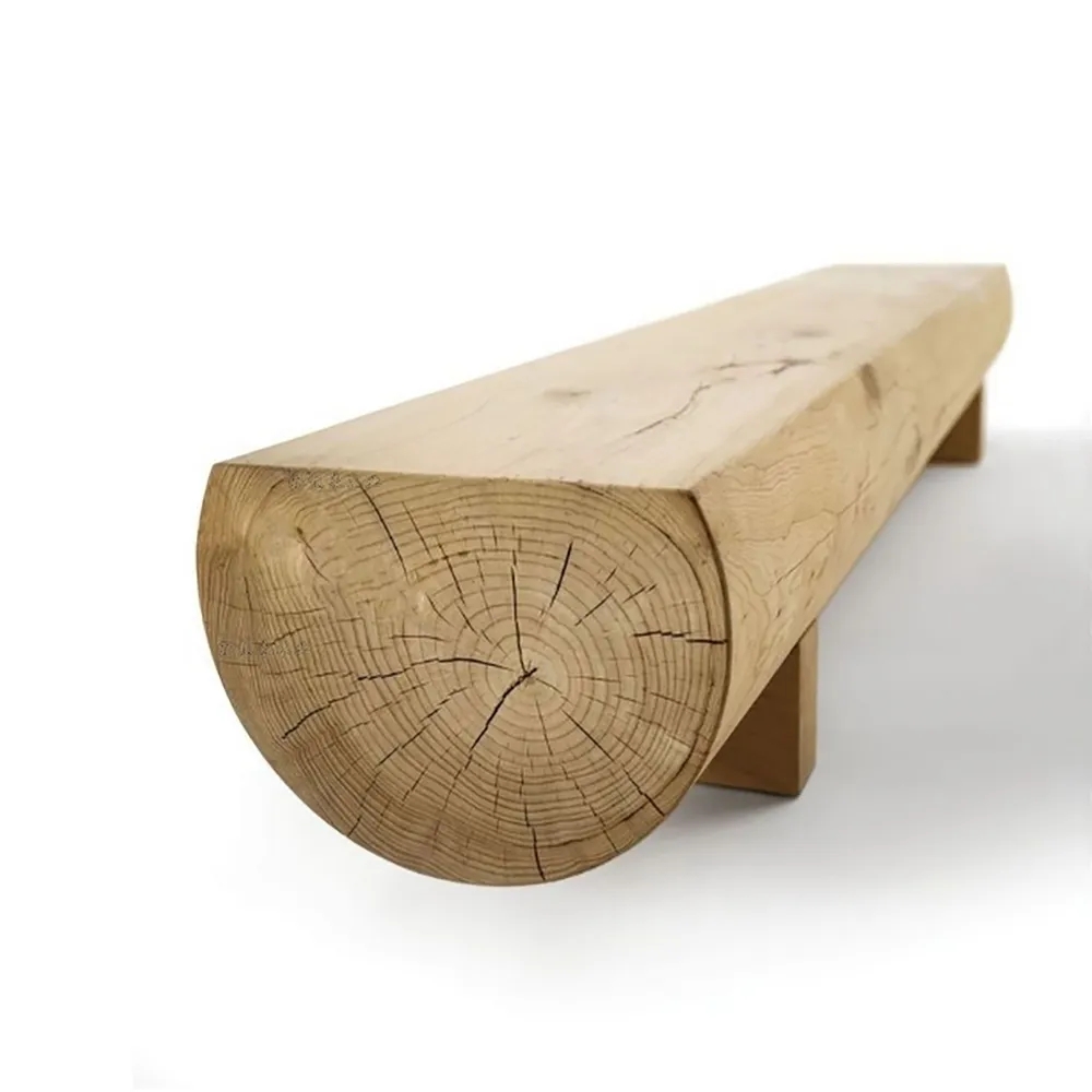 Banc rustique en bois naturel d'entrée en bois de pin banc-Homary