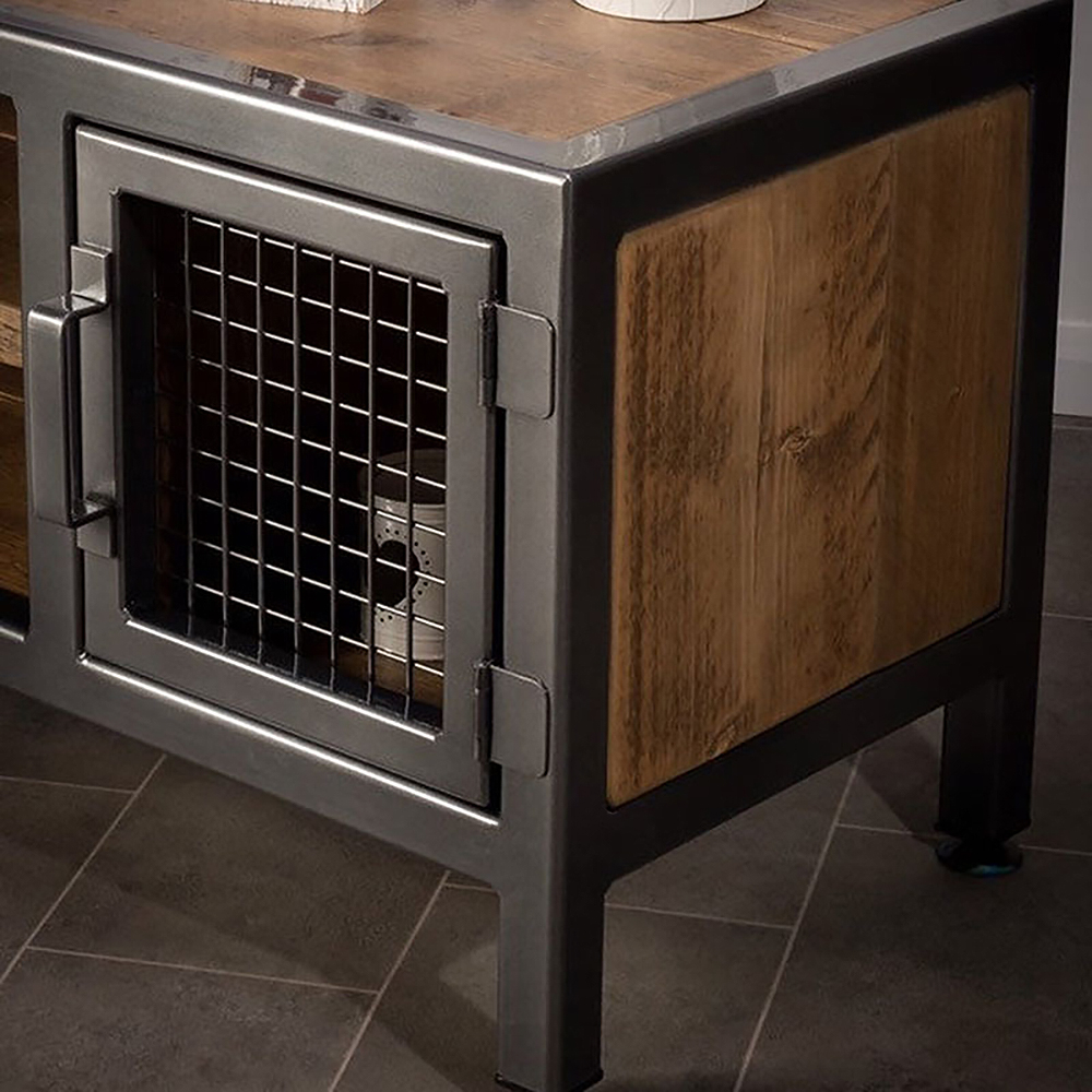 Industrial Loft Black TV Stand Rectangular Metal TV Console with ...