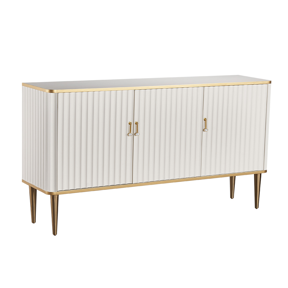 Contemporary Off White Buffet 3-Door Light Luxury Sideboard Gold Finsh ...