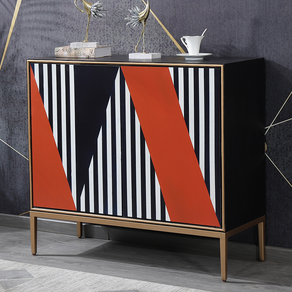 Postmodern Display Cabinet 2-Door 2-Shelf Accent Cabinet-Homary