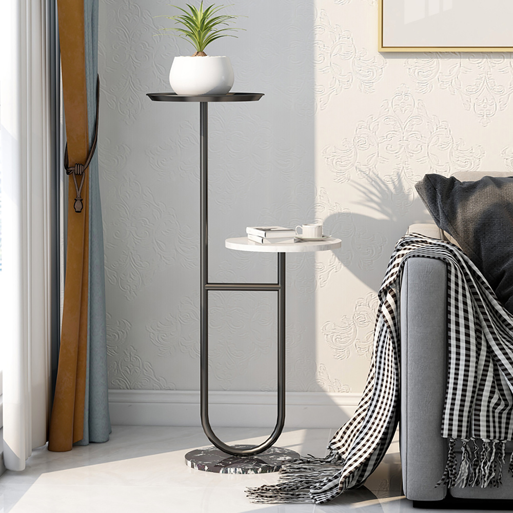 Contemporary Indoor Plant Stand End Table in Black-Homary