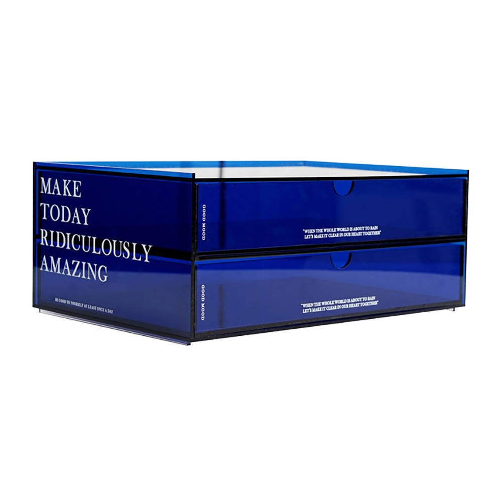 Acrylic 2 Tiers Desktop Organiser File Box with Storage Drawers-Homary