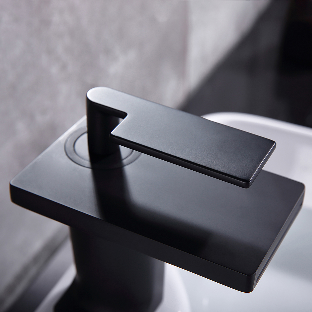 Modern Waterfall Monobloc Bathroom Tap Single Lever Handle Solid Brass ...