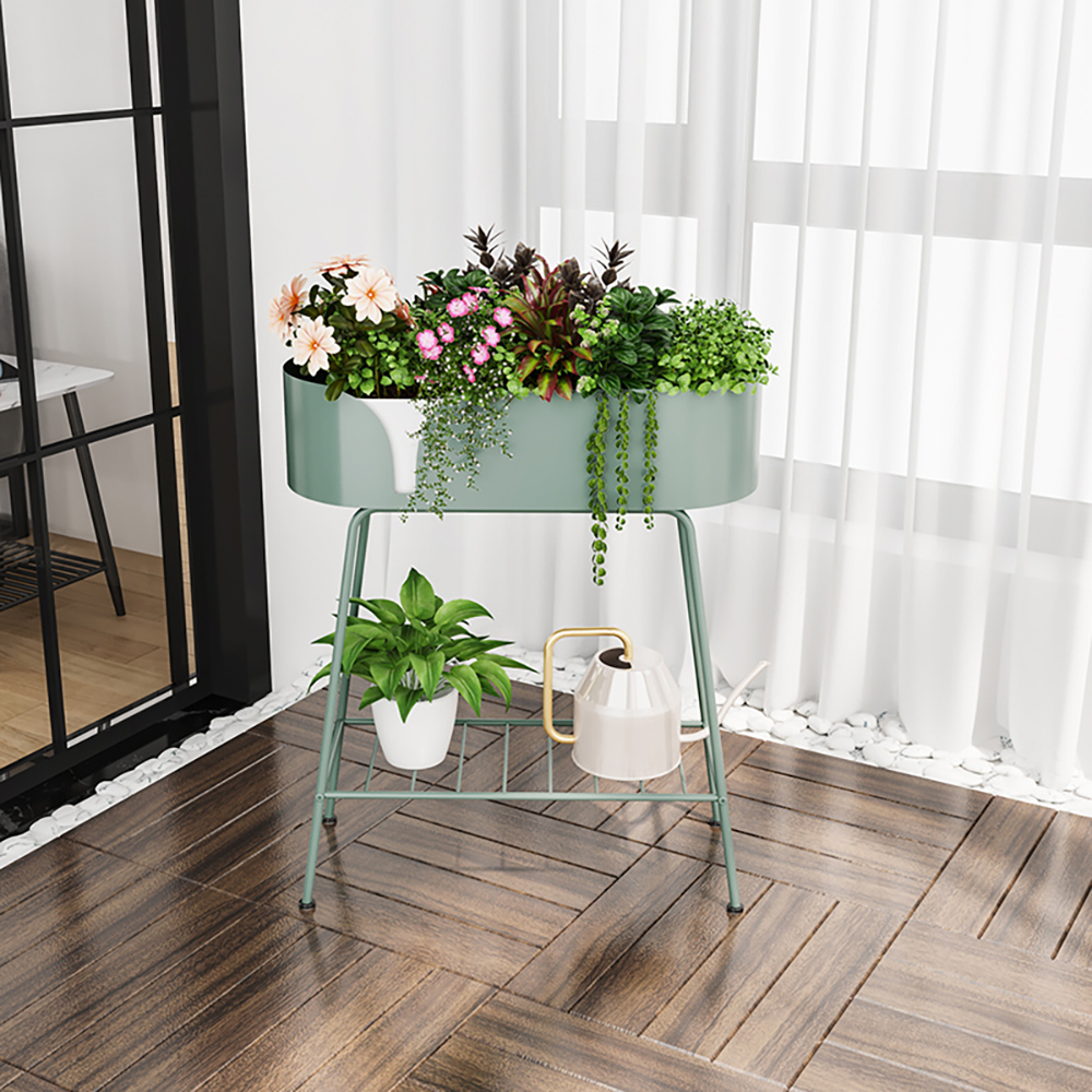 Contemporary Freestanding Plant Stand in Green-Homary